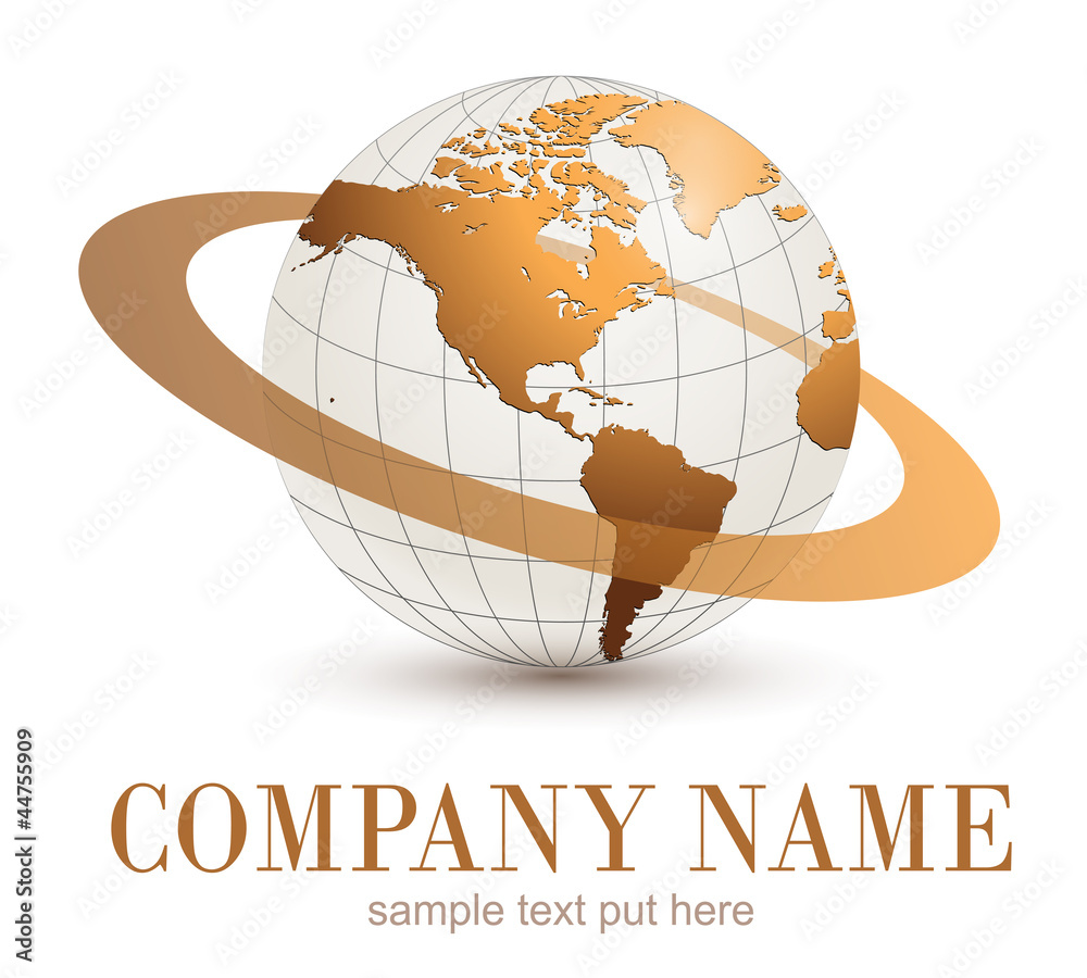 Logo earth globe, gold planet with dynamic orbit. Stock Vector | Adobe ...