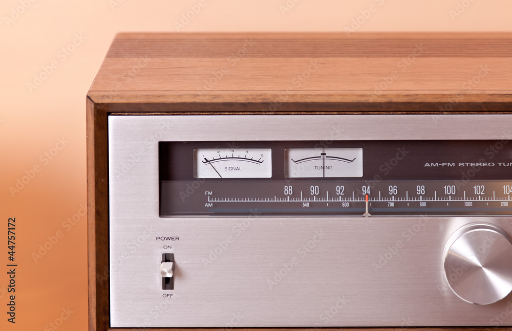 Vintage hi-fi Stereo Tuner in wooden cabinet Stock Photo | Adobe Stock