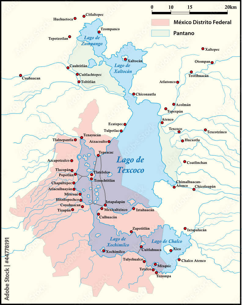 Lago de Texcoco vector de Stock | Adobe Stock