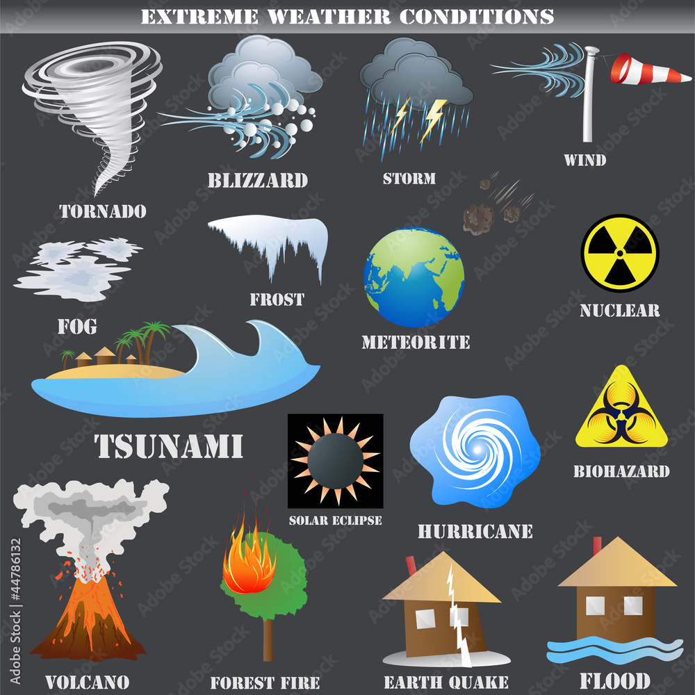 Natural Disaster Symbols Disaster Graphics, Designs & Templates