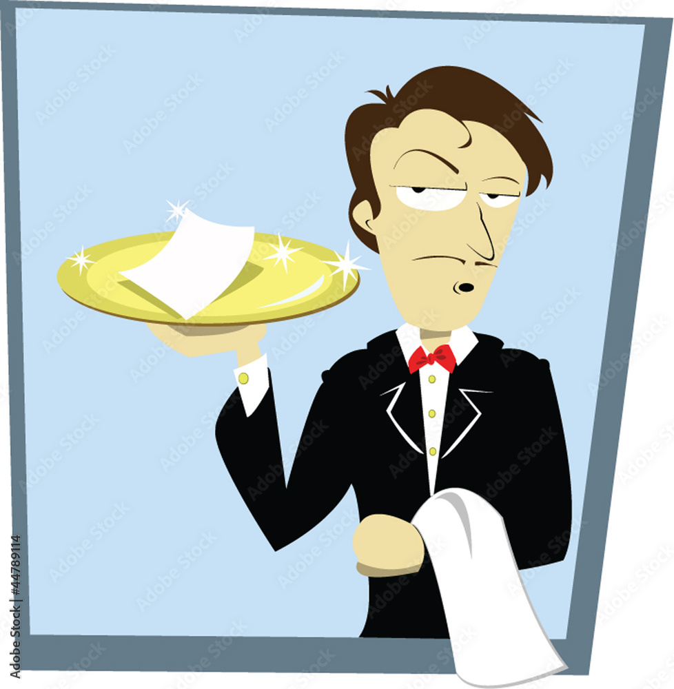 funny waiter Stock Illustration | Adobe Stock