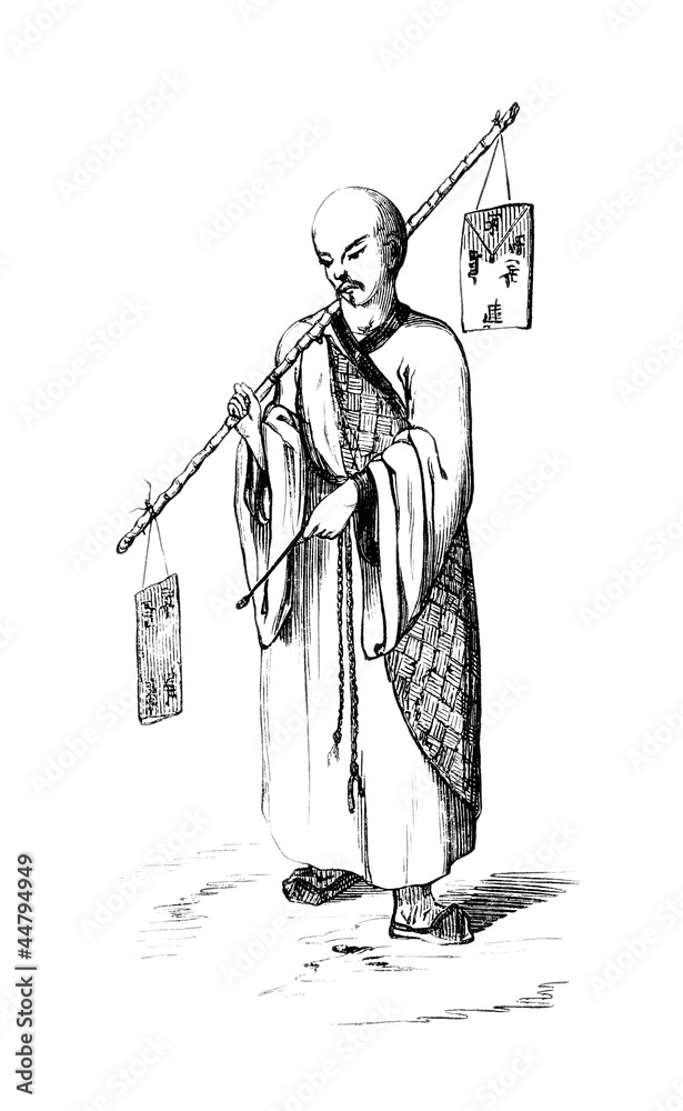 Asian traditional Monk Illustration Stock | Adobe Stock