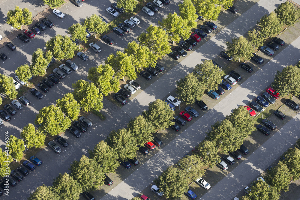 moderner Parkplatz, aerial view Stock-Foto | Adobe Stock