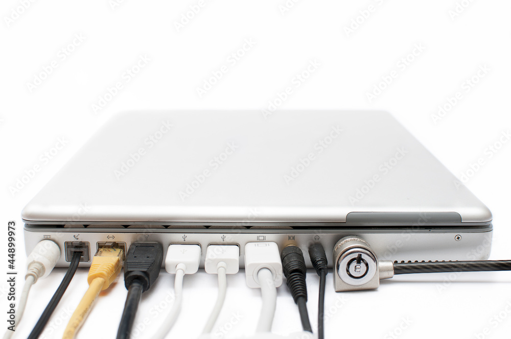Laptop with all types of connections Stock Photo | Adobe Stock