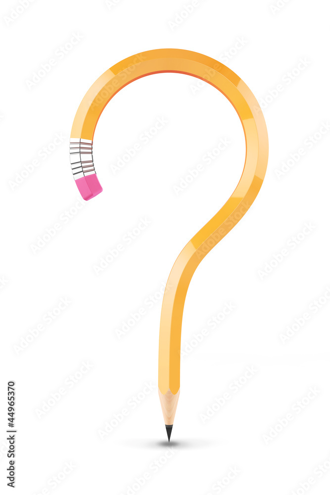 Pencil question mark on white background Stock Illustration | Adobe Stock
