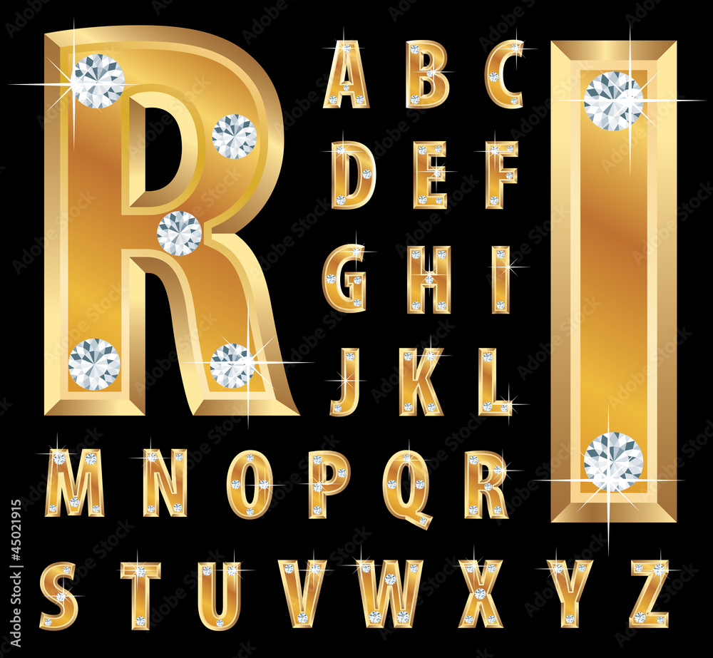 golden diamond letters Stock Vector | Adobe Stock