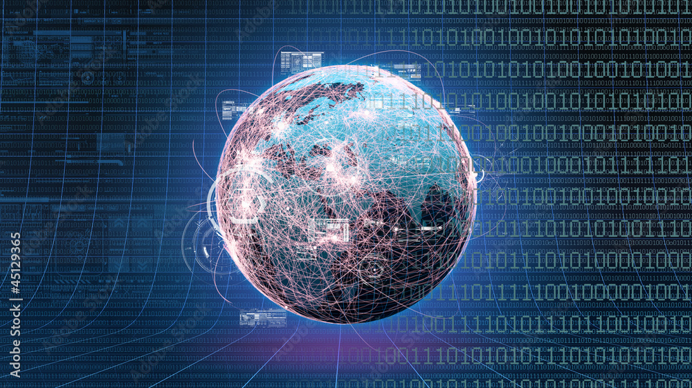 Vernetzte Welt Konzept 3D Stock-Illustration | Adobe Stock