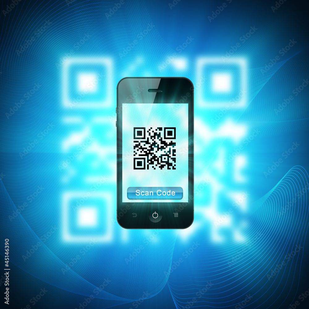 smartphone scanning a qr-code Stock Illustration | Adobe Stock
