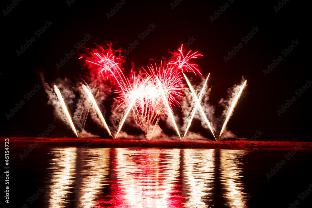 Fireworks flash in the black sky Stock Photo | Adobe Stock