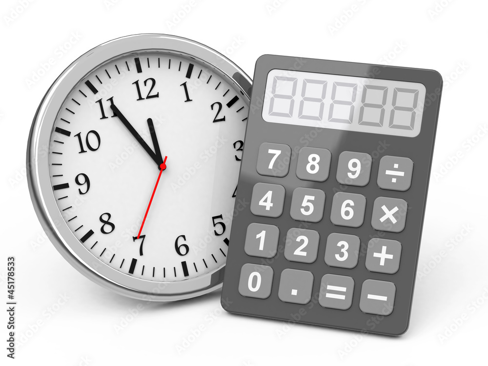 Uhrzeit und Rechner Stock Illustration | Adobe Stock