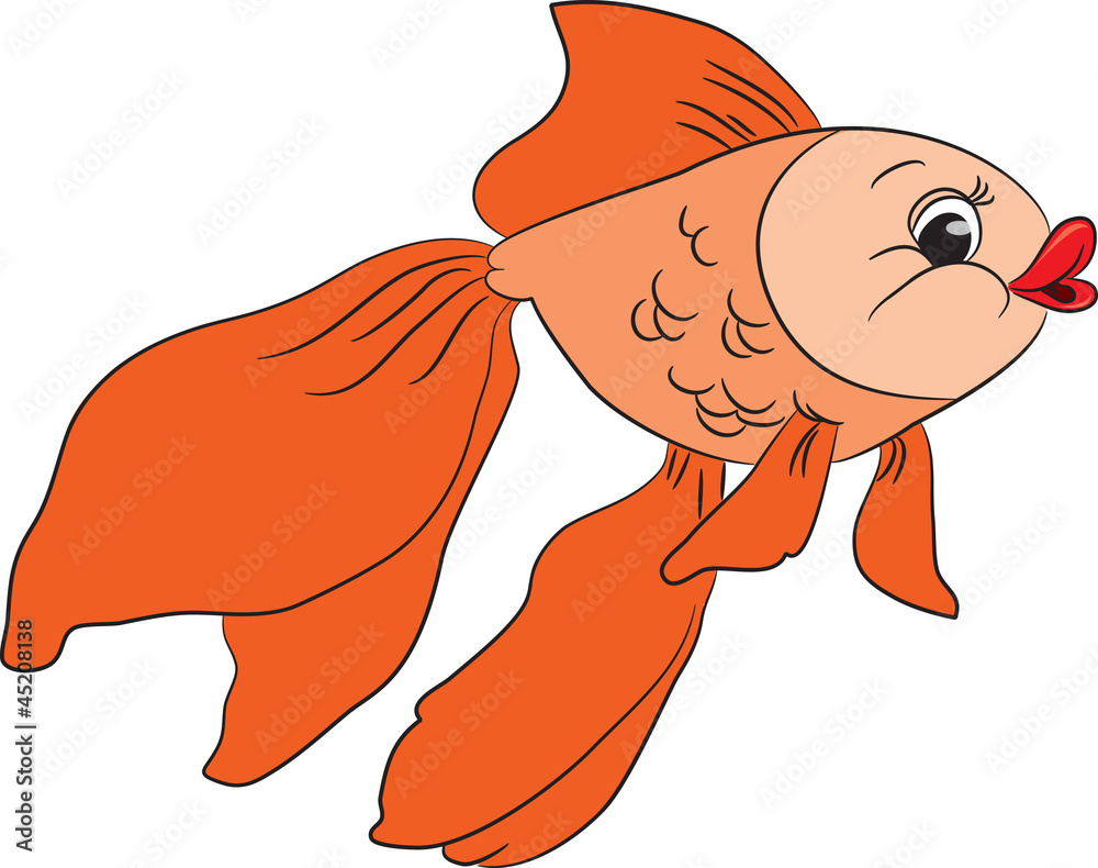 Cartoon goldfish. Vector illustration. Stock Vector | Adobe Stock