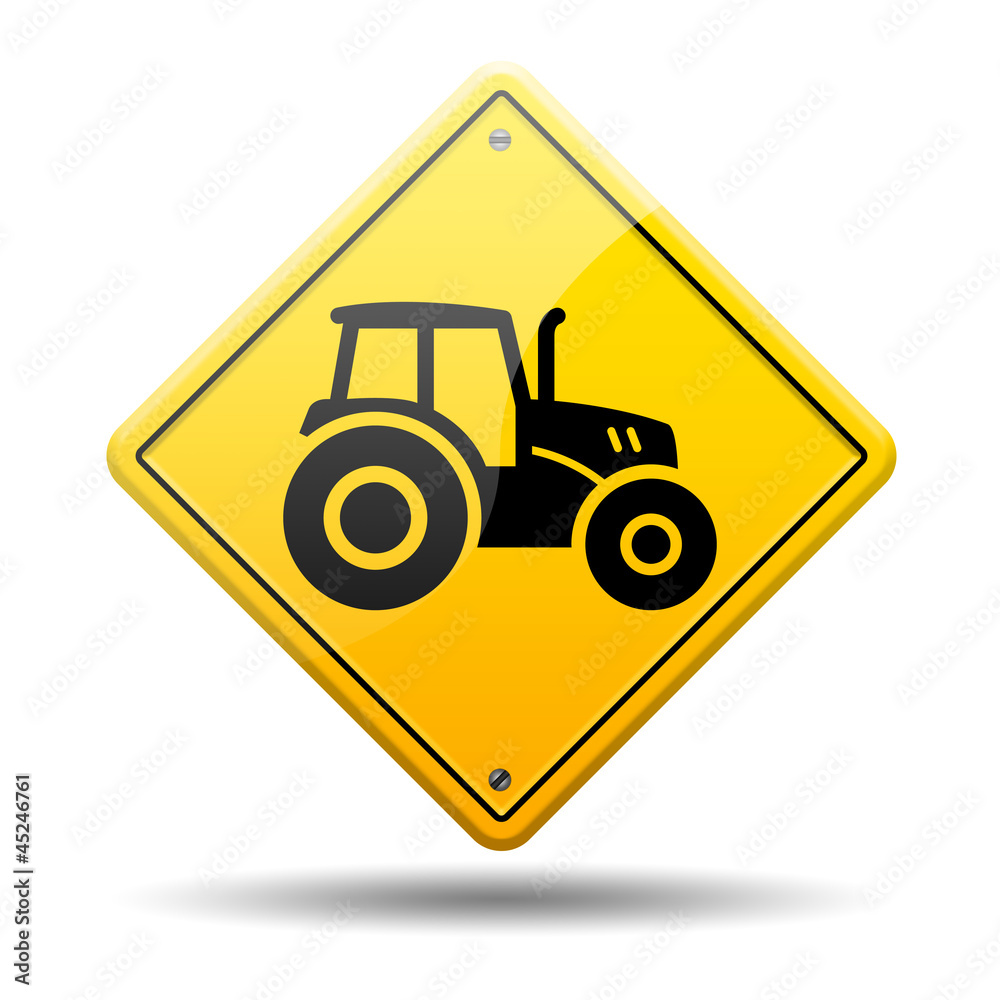 Señal amarilla simbolo tractor Stock Illustration | Adobe Stock