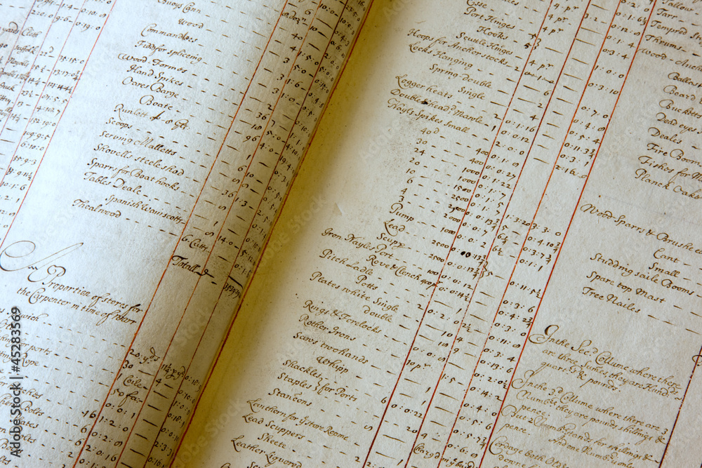 Materials Record For Building a Merchant Ship 1860 Stock Photo | Adobe ...