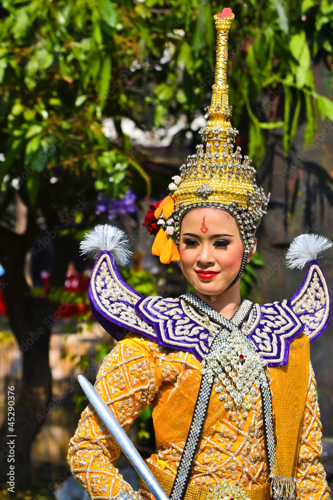 asian women in traditional costume of thailand Stock Photo | Adobe Stock