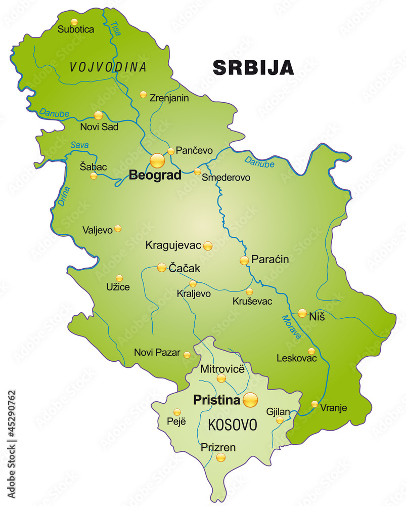 Overview map of Serbia ilustração do Stock | Adobe Stock