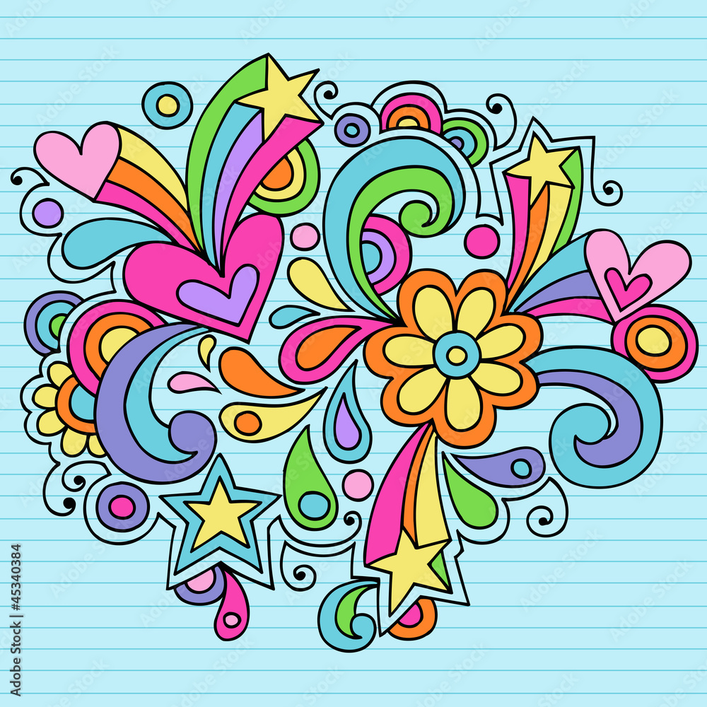 Psychedelic Abstract Groovy Doodles Vector Design Stock Vector | Adobe ...