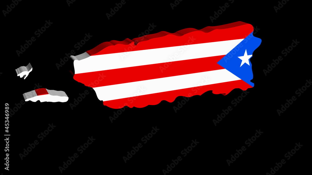 Puerto Rico map flag rotating on black animation Stock Video | Adobe Stock
