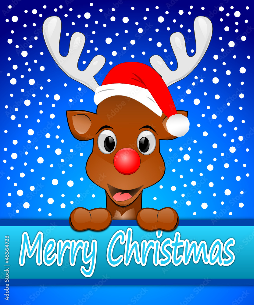 Reindeer Rudolph wishing Merry Christmas Stock Vector | Adobe Stock