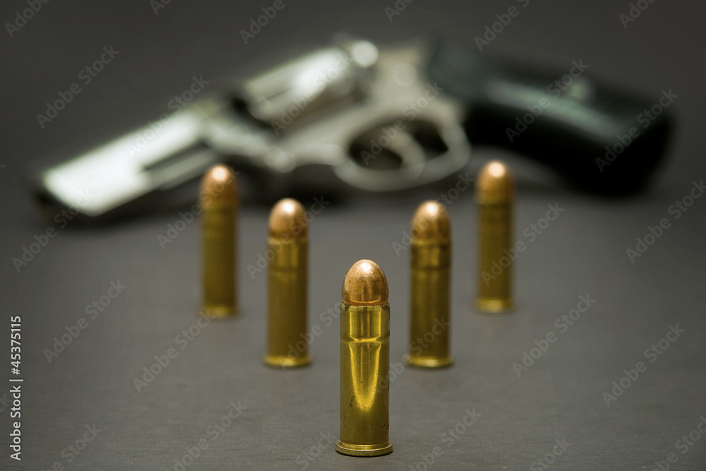 Silver Revolver With Bullets 2 Stock Photo | Adobe Stock