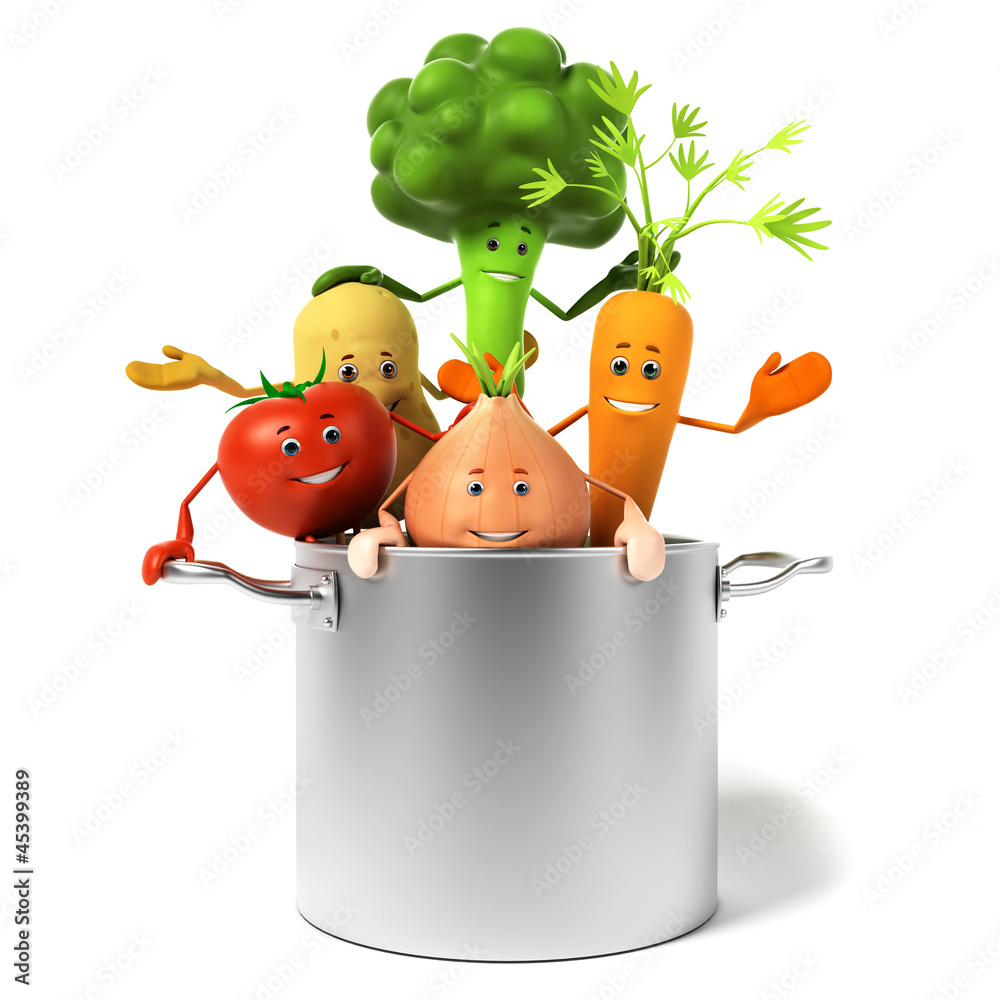 3d rendered illustration of a cooking pot full of vegetables Stock ...