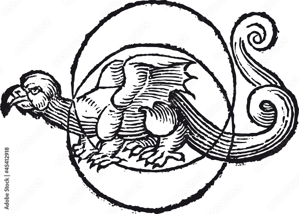 Moon dragon (Monddrache) Heinrich Cornelius Agrippa Stock-Vektorgrafik ...