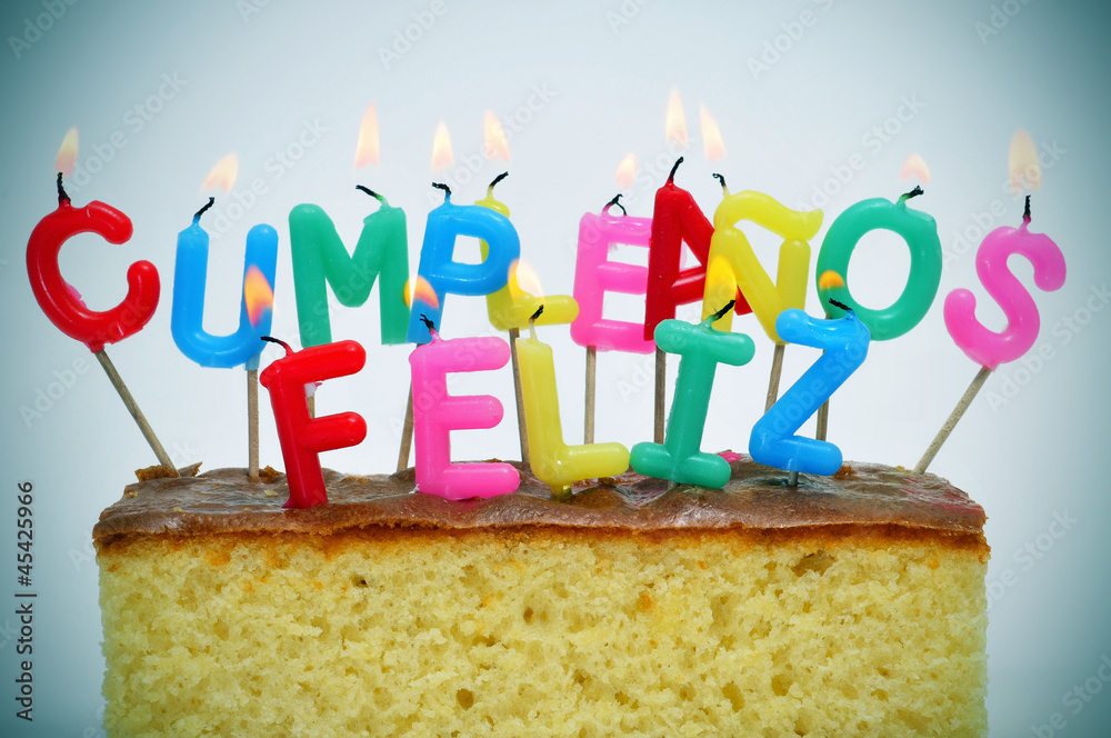 cumpleanos feliz, happy birthday written in spanish Stock Photo | Adobe ...