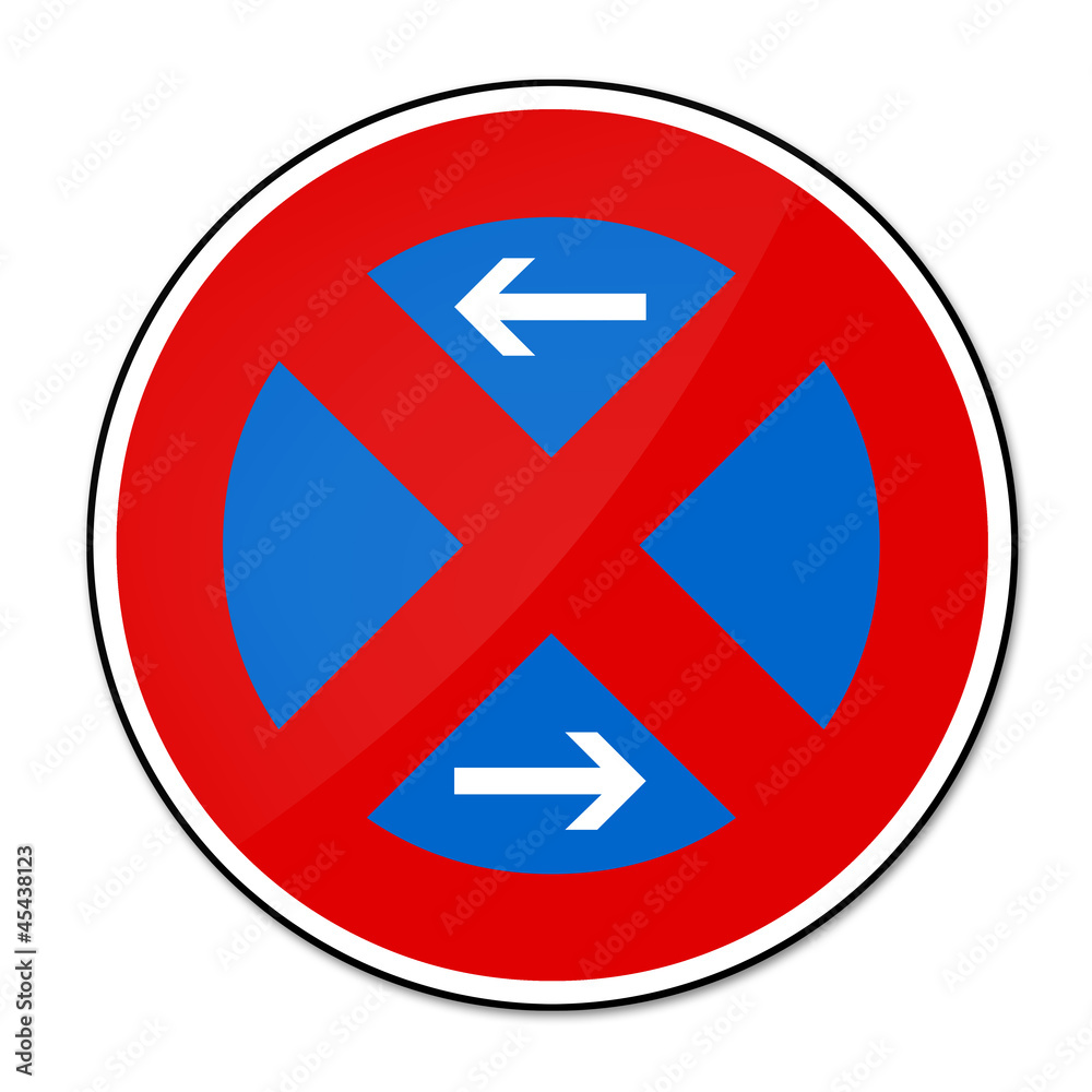 Verbotsschild - absolutes Halteverbot rechts und links Stock ...