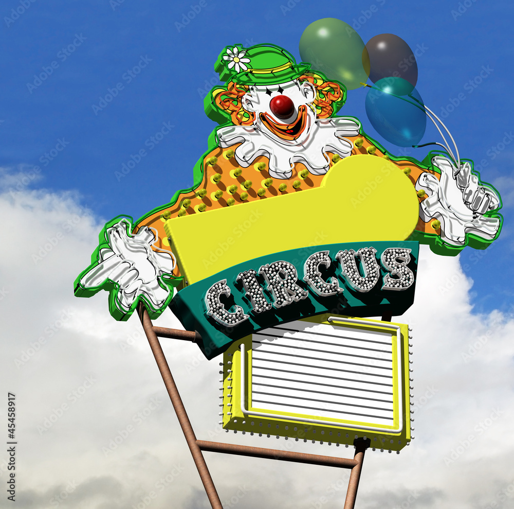 Circus Clown Neon Sign Stock Photo | Adobe Stock
