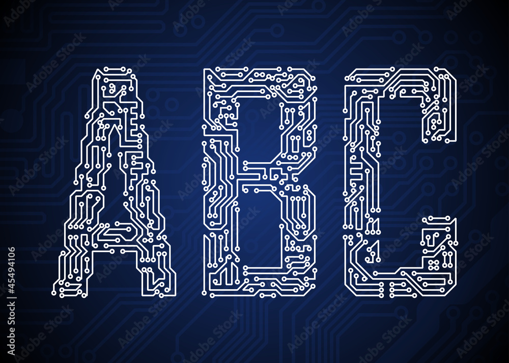 Circuit board letters Stock Vector | Adobe Stock
