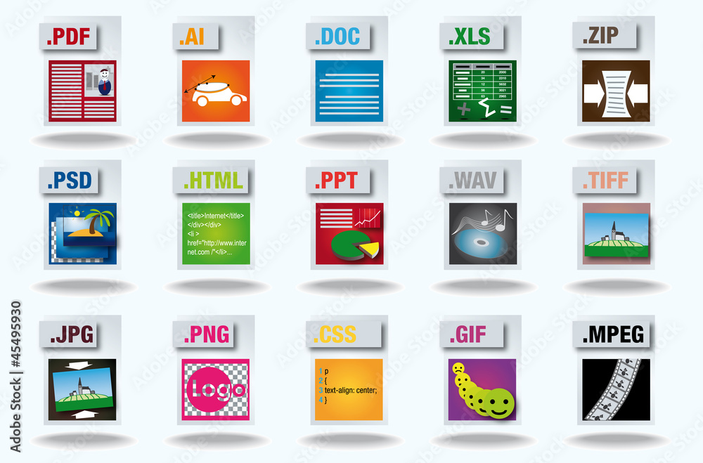 15 différents formats de fichiers Stock Vector | Adobe Stock