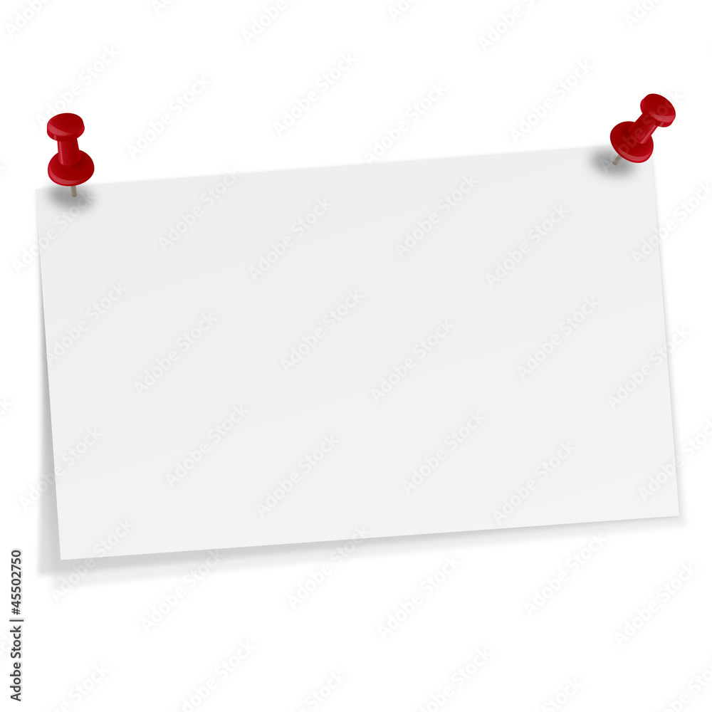 leerer weißer Zettel mit Pins Stock Vector | Adobe Stock