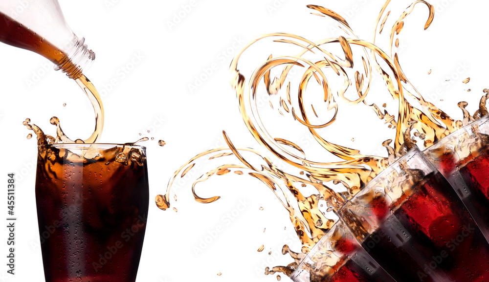 Fresh coke background with splash Stock Photo | Adobe Stock