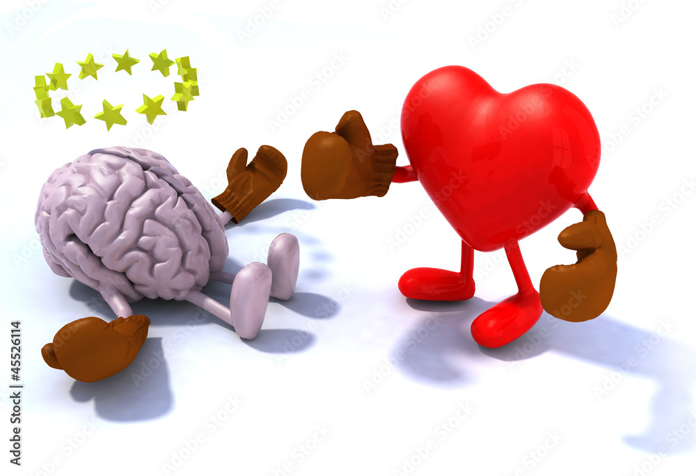 Heart fighting brain Stock Illustration | Adobe Stock