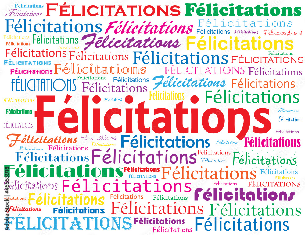 Nuage de Tags "FELICITATIONS" (bravo compliments félicitations) Stock ...