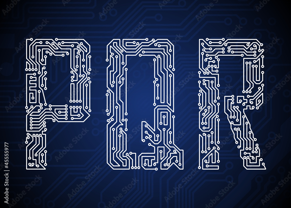 Circuit board letters Stock Vector | Adobe Stock