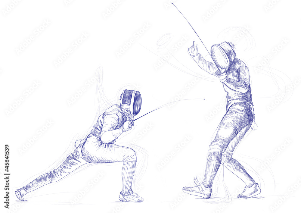 fencing - hand drawing picture (this is original drawing) Stock Photo ...