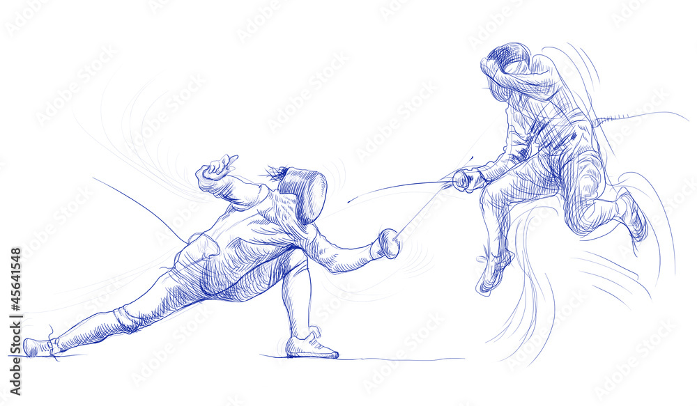 fencing - hand drawing picture (this is original drawing) Stock ...