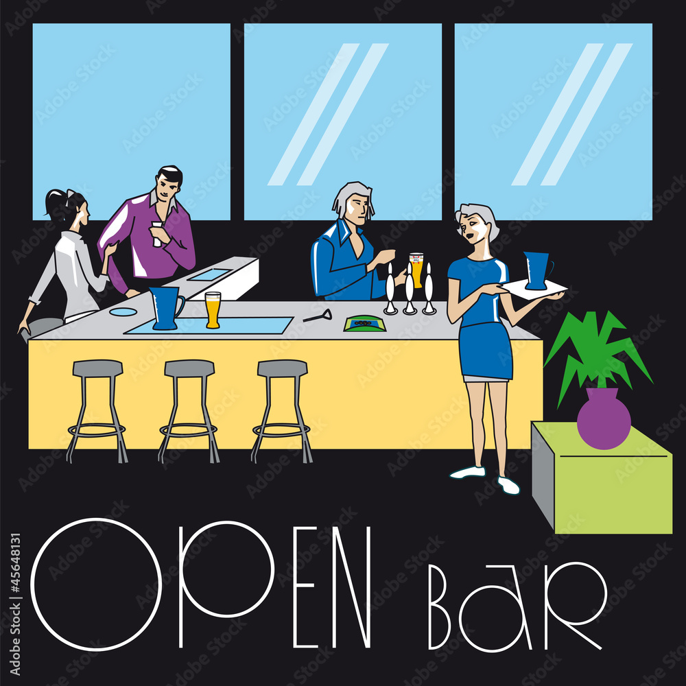 serveuse, serveur, bar, métier, restauration, café Stock Vector | Adobe ...