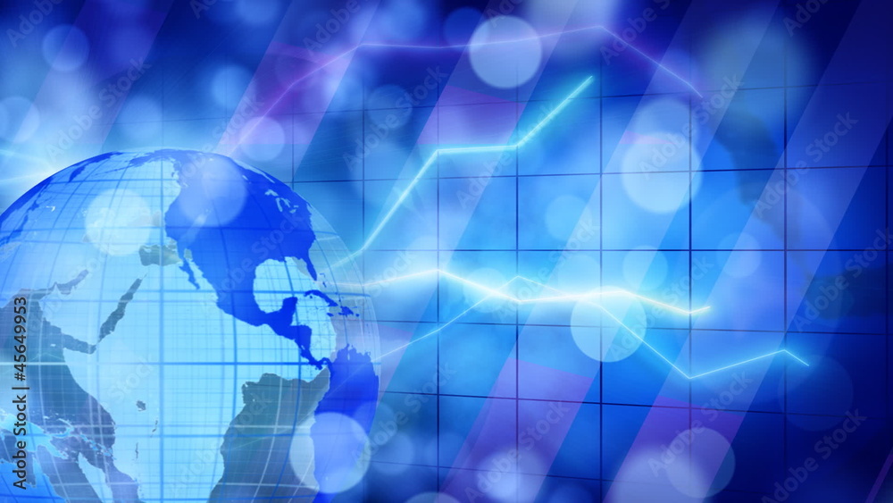 Globe and graphs blue business loopable background Stock Video | Adobe ...