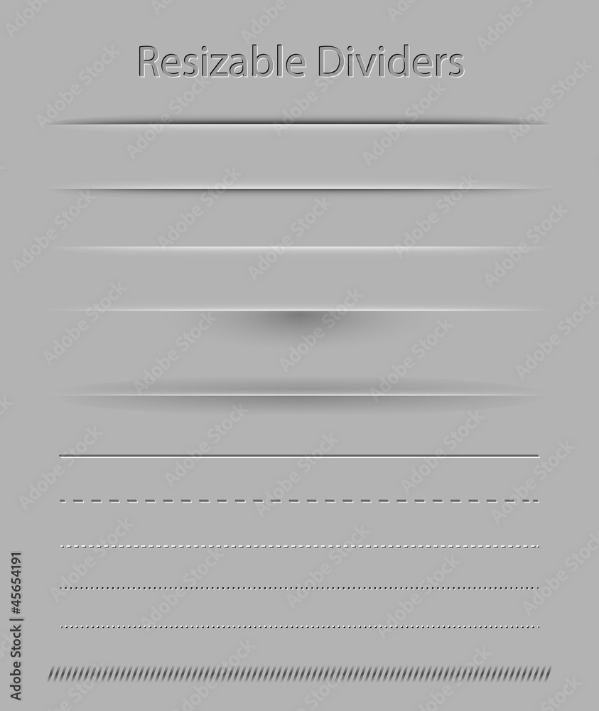 Resizable dividers with transparent shadows for all surfaces Stock ...