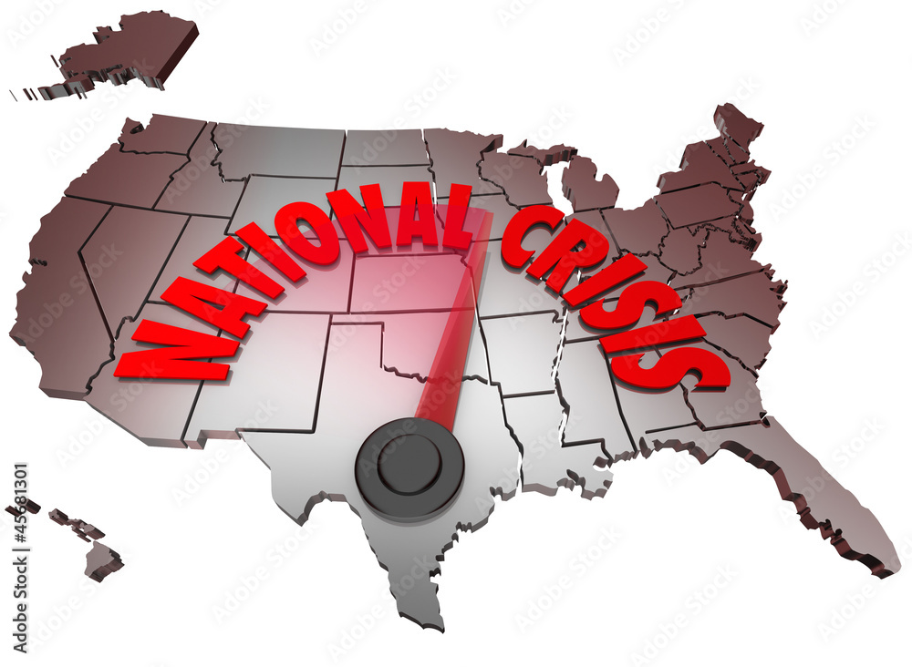 National Crisis USA Map United States America Trouble Stock ...