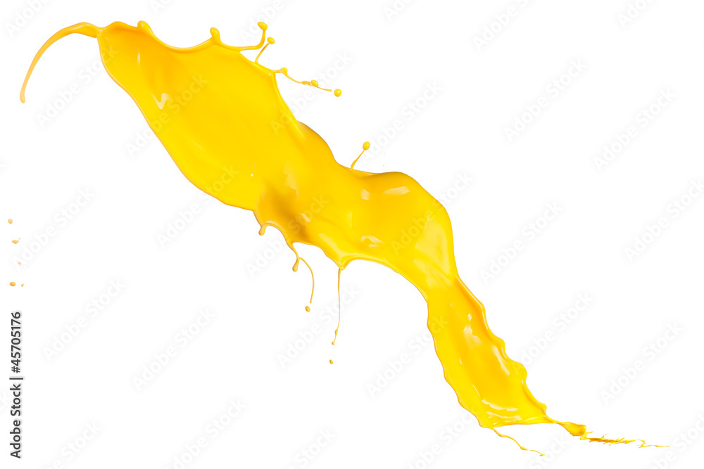 Shot of yellow paint splash, isolated on white background Stock Photo ...