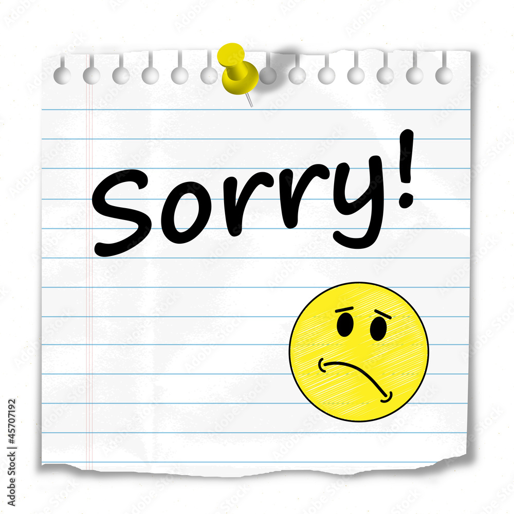 “SORRY” message (post-it apologies apologise smiley) Stock Illustration ...