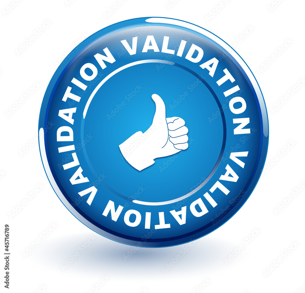 Vecteur Stock validation sur bouton bleu | Adobe Stock