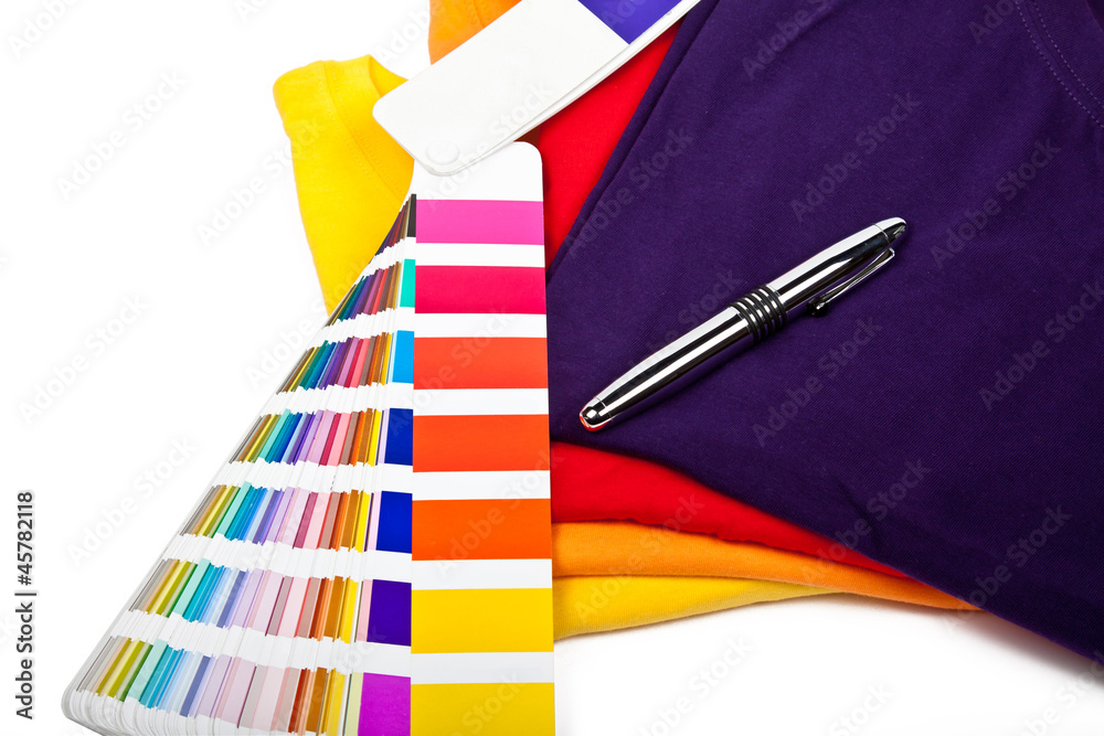 T shirts, color chart and pen Stock Photo | Adobe Stock