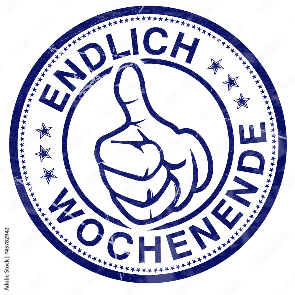 endlich wochenende button stempel Stock-Illustration | Adobe Stock