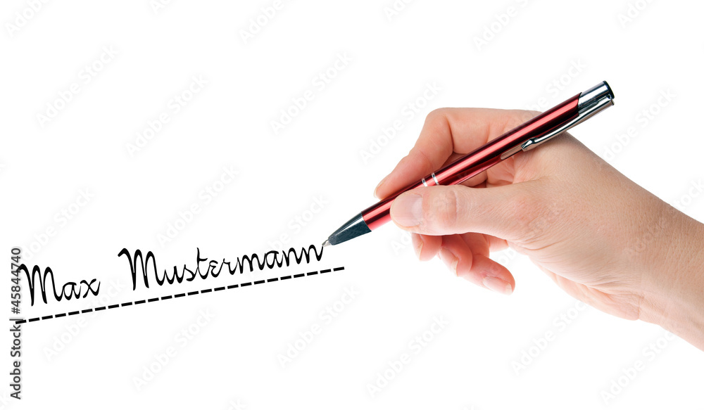 Hand mit Stift beim unterschreiben Stock-Illustration | Adobe Stock