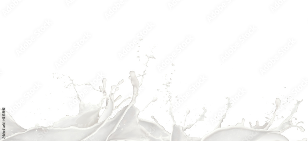 Wavy Milk splashes, isolated on white background Stock Photo | Adobe Stock