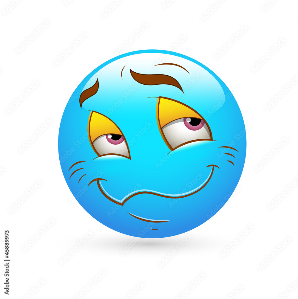 Smiley Emoticons Face Vector - Blushing Stock-Vektorgrafik | Adobe Stock