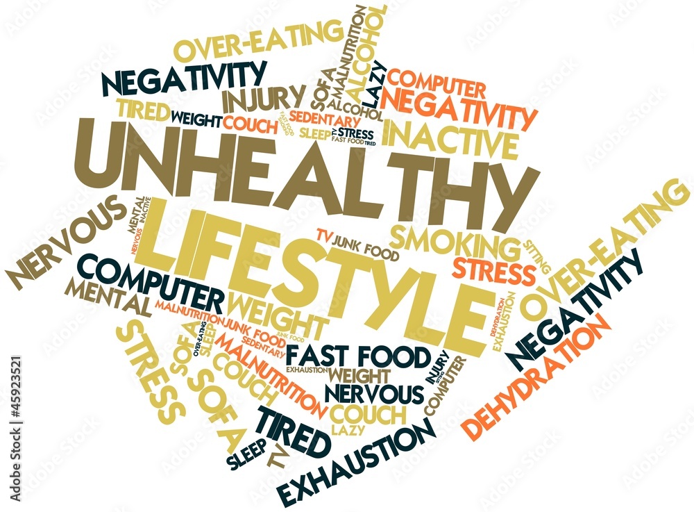 Word cloud for Unhealthy Lifestyle Stock Illustration | Adobe Stock